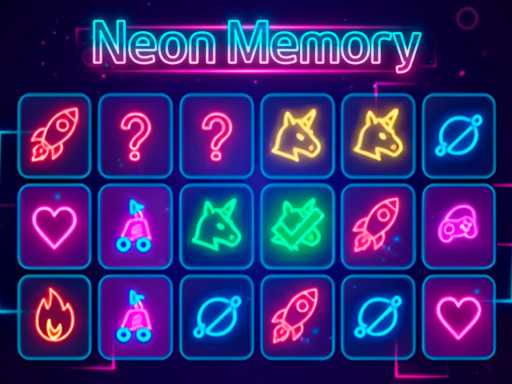 Neon Memory 🕹️ Játssz online az SGameS-en